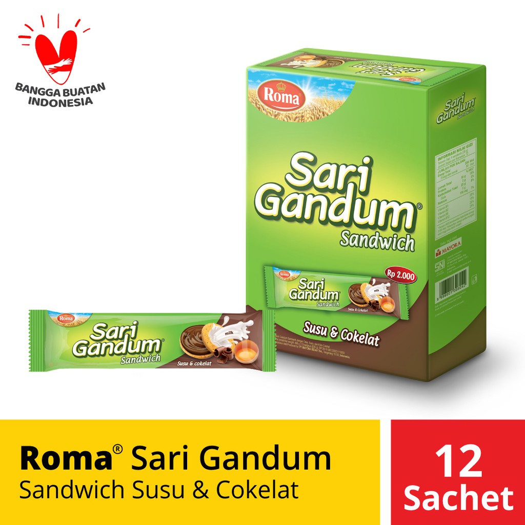 Roma Sari Gandum Coklat 12 sachet 39 gr | Shopee Indonesia