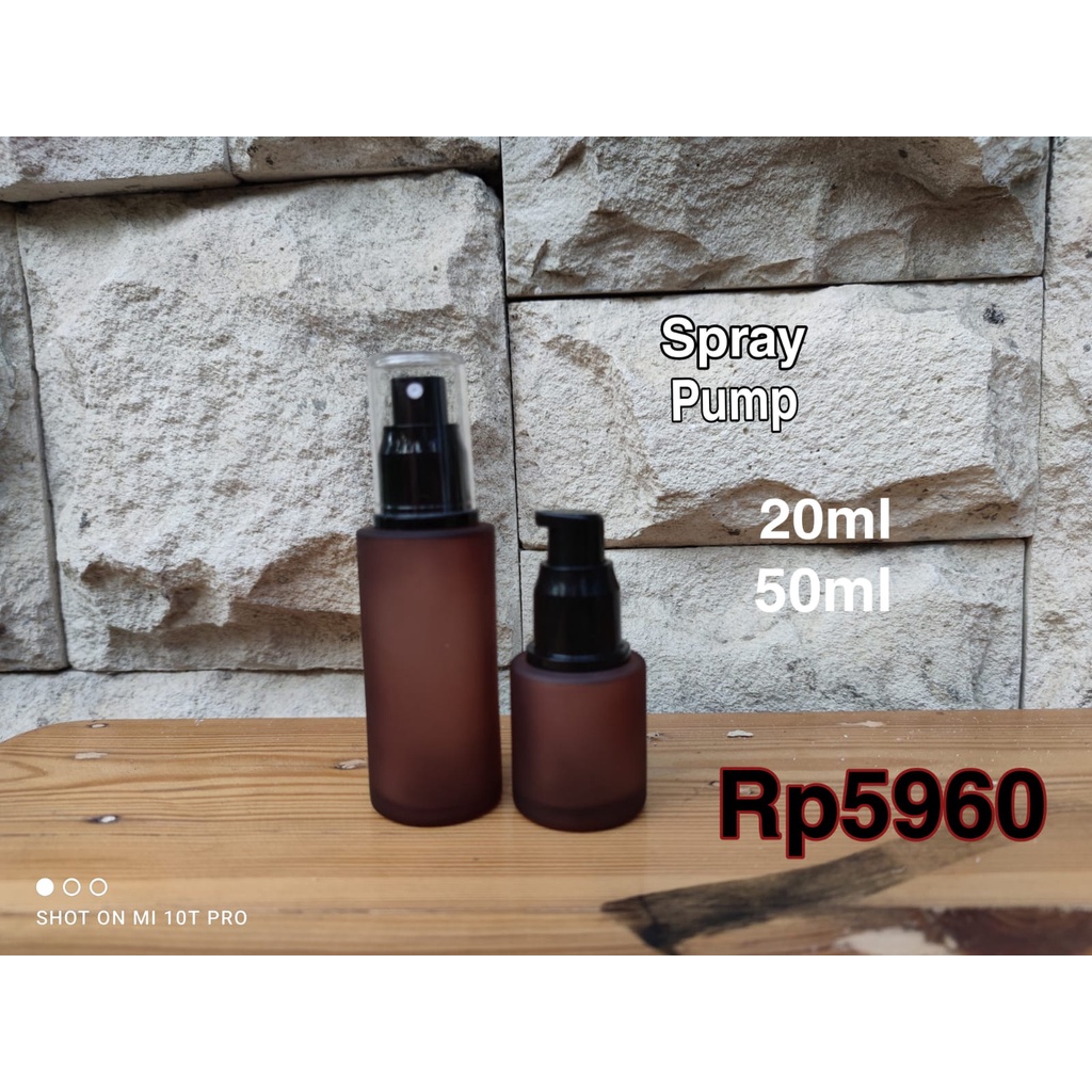 Jual Botol Glass Amber Pump Spray Treatment Botol 20ml 20gr Skincare ...