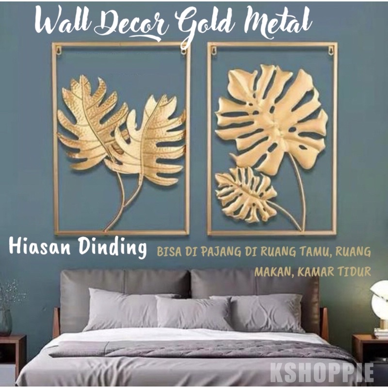 Jual WallDecor Hiasan Dinding Frame Metal Gold Daun Leaf Ginko ...