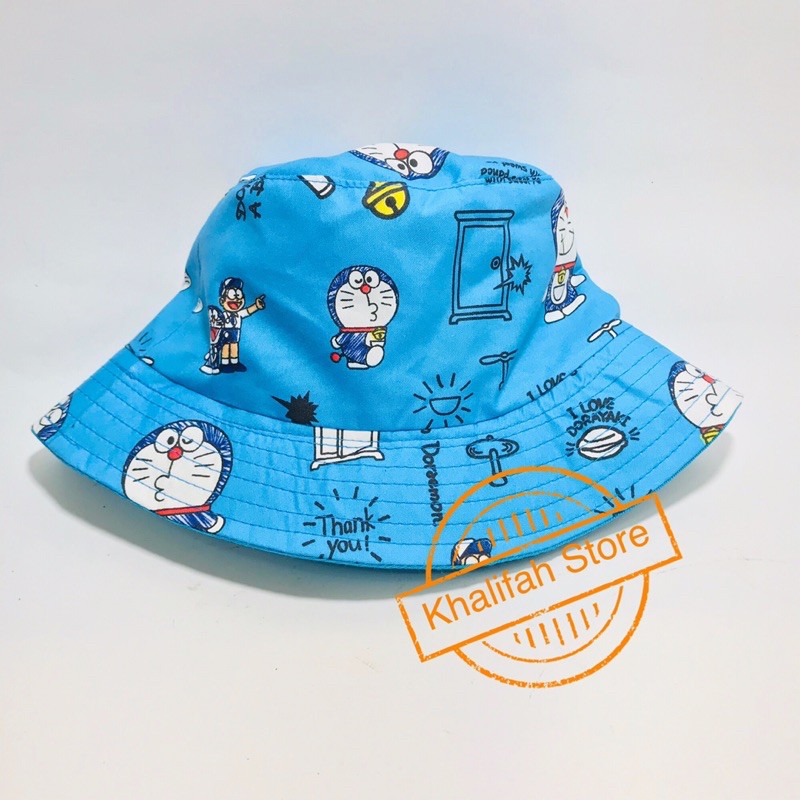 Jual Bucket Hat anak Doraemon | topi bucket ember anak motif Doraemon ...