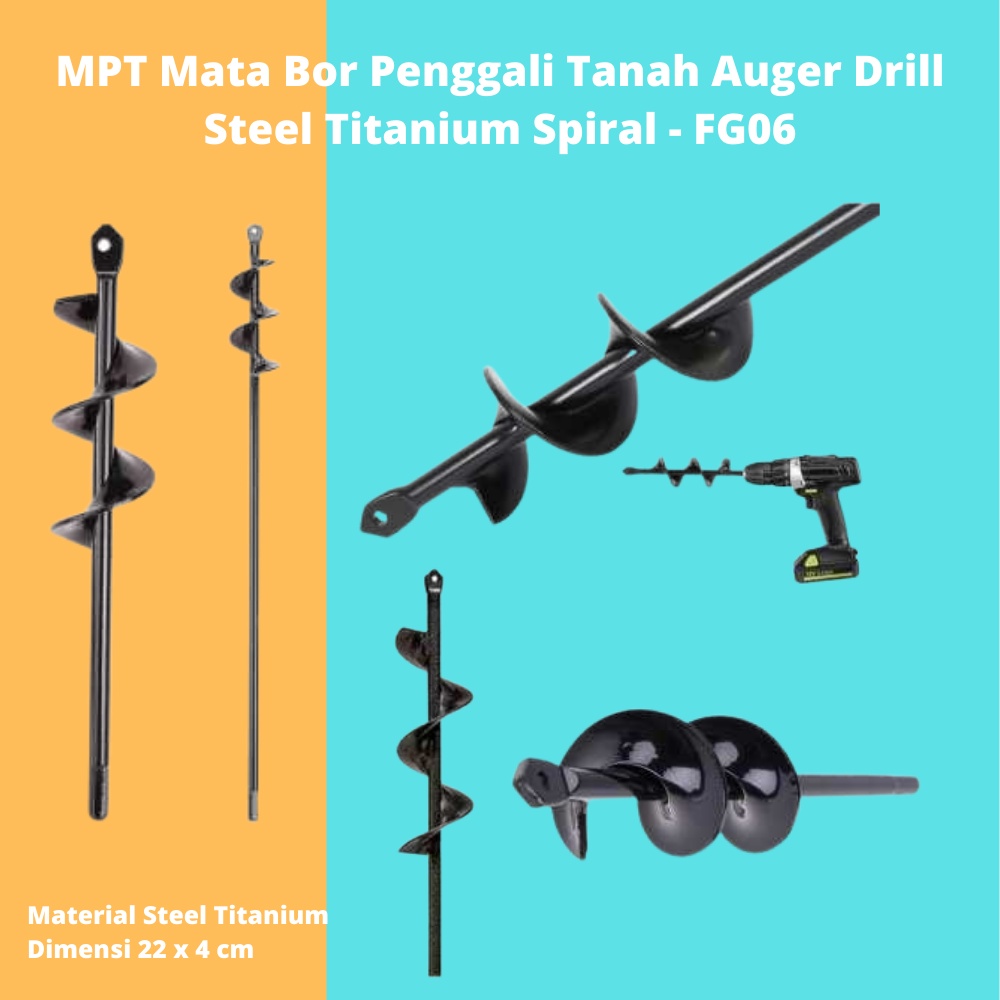 Jual MPT Mata Bor Penggali Tanah Auger Drill Steel Titanium Spiral ...