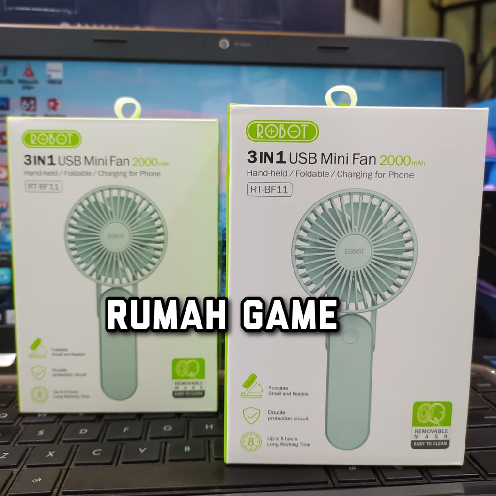 Jual Mini Fan Robot RT-BF11 Foldable 3 in 1 USB Mini Fan&Powerbank ...