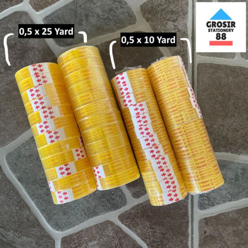 Jual Isolasi Solatip Bening Kecil 2 Ukuran Berry VTRO 1 SLOP(12 pcs ...