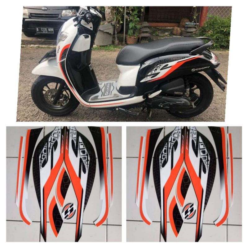 Jual Stiker striping lis les body motor Honda Scoopy sporty 2019 putih ...