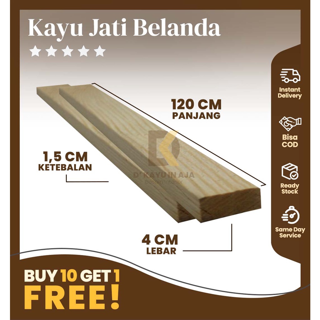 Jual List Kayu Palet Jati Belanda Serut Halus 4×1,5×120 cm Jati Belanda ...