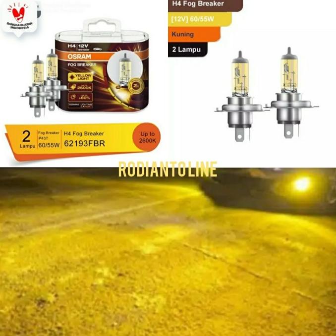 Jual LAMPU HALOGEN AGYA YELLOW H4 12V 60/55W 2600K TEMBUS KABUT rod14 ...