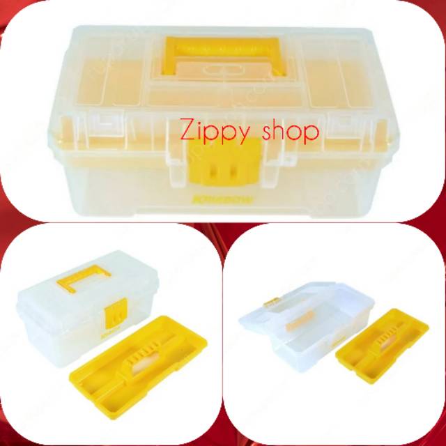 Jual Krisbow Toolbox kotak perkakas transparan kuning dengan tray ...
