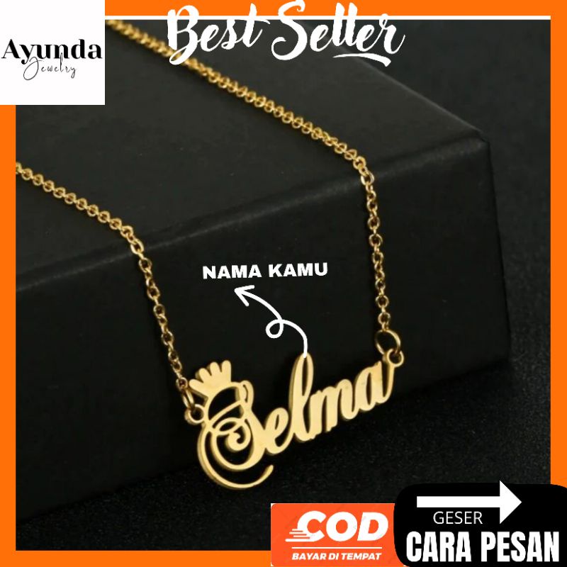 Jual Kalung Nama Titanium lapis emas Kalung Nama custom Necklace Custom ...