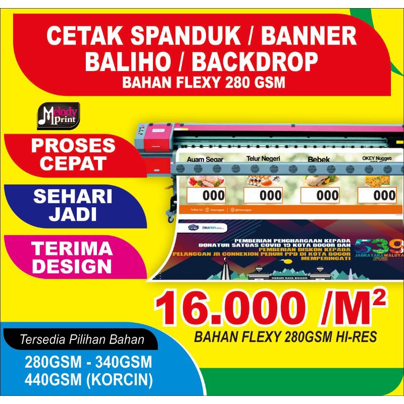 Jual Cetak spanduk/banner custom bahan flexy 280 gsm (proses hanya 1 hari) | Shopee Indonesia