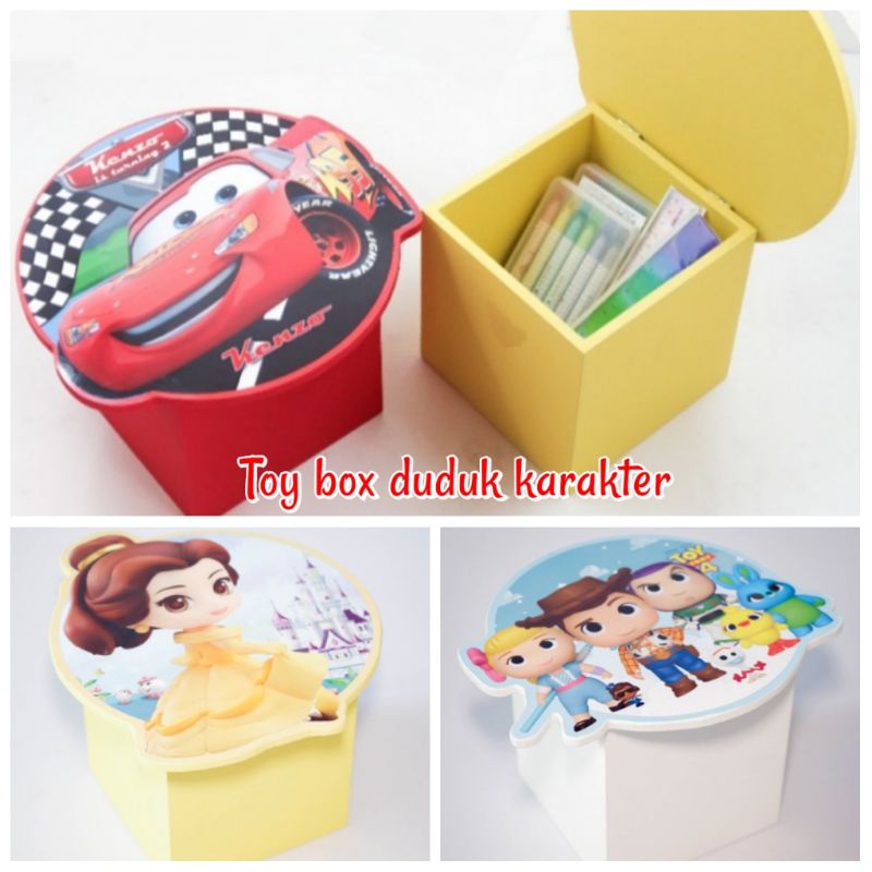 Jual TOY BOX DUDUK KARAKTER Kotak Mainan Kayu STORAGE BOX MULTIFUNGSI ...
