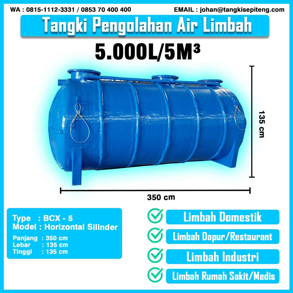 Jual 5000L-TANGKI Pengolahan Air Limbah IPAL|5000 Liter-5M3|STP BIOTECH ...