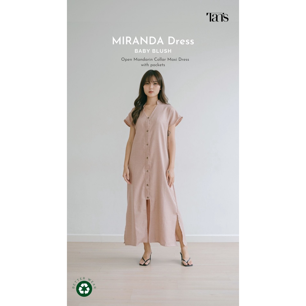 Jual MIRANDA Open Mandarin Collar - Buttoned Down Maxi Slit Dress ...