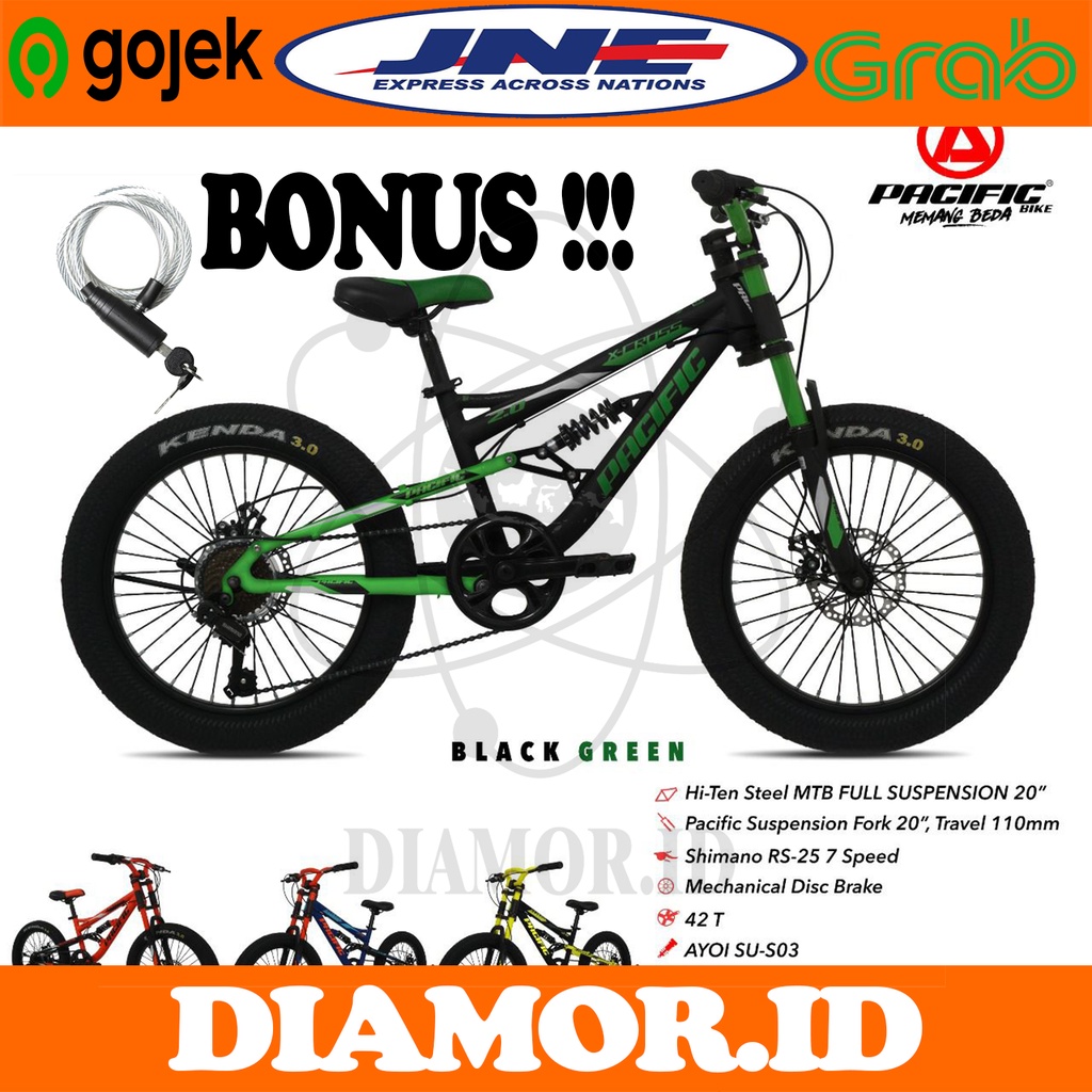 Jual Sepeda Gunung MTB 20 inch Pacific X CROSS 2.0 Full Suspensi | Shopee Indonesia