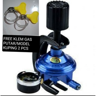 Jual DESTEC REGULATOR METER FREE 2 PCS KLEM GAS /WARNA BIRU DAN HITAM ...