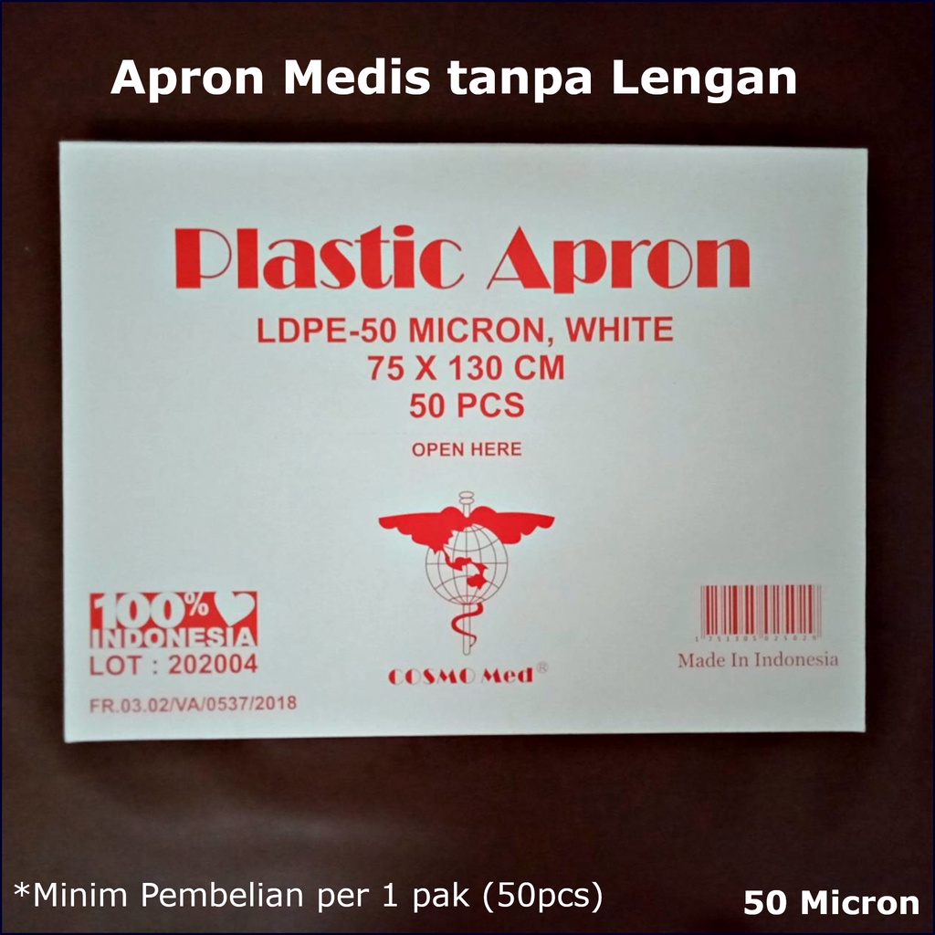Jual Apron Medis Celemek Plastik Cosmo Med 50 Micron isi 50 pcs Apron ...