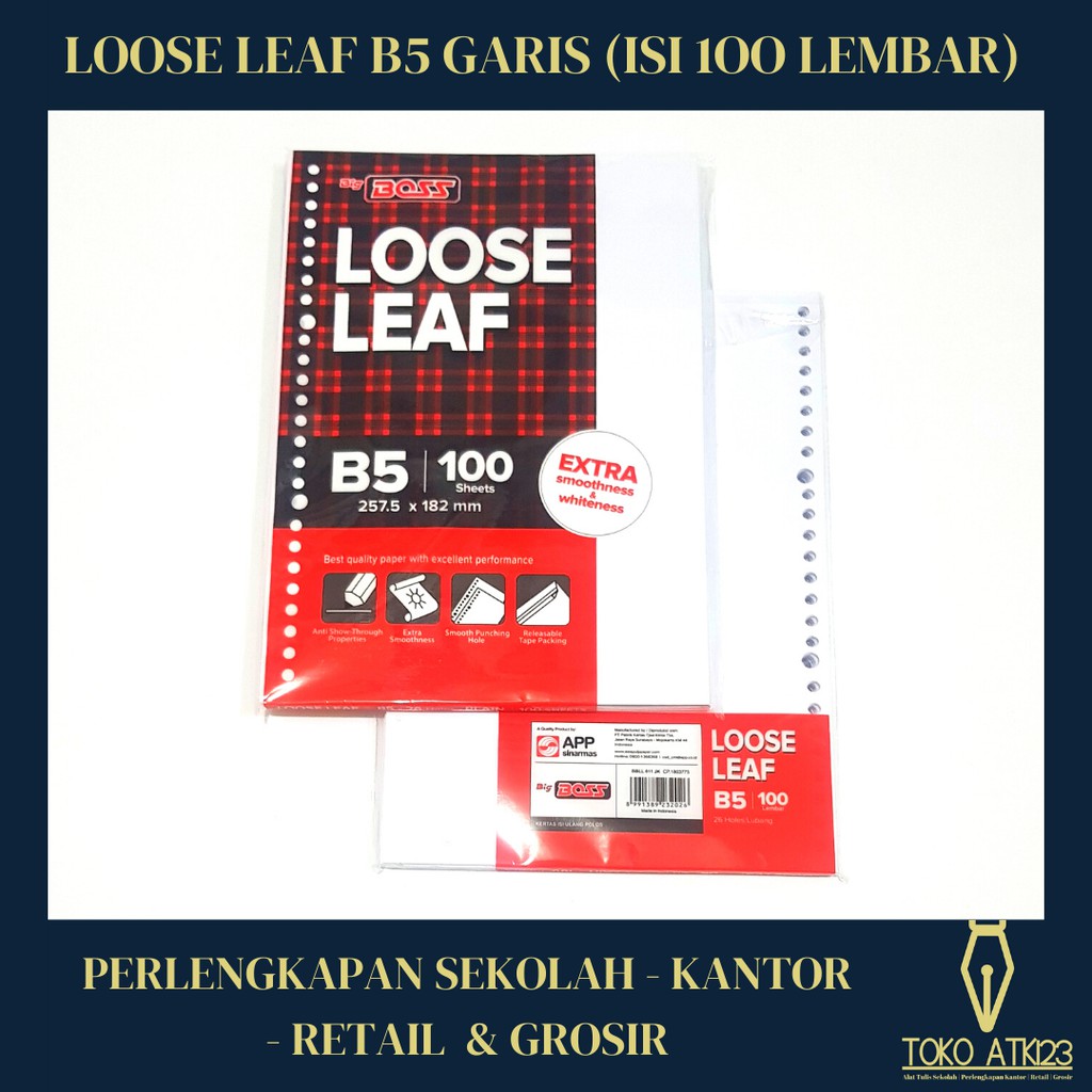 Jual Kertas Loose Leaf B5 Bergaris isi 100 Lembar | Shopee Indonesia