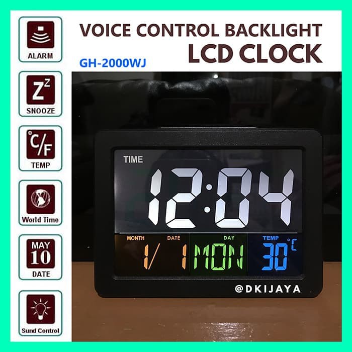JAM WEKER DIGITAL / VOICE CONTROL BACKLIGHT LCD CLOCK GH 2000WJ GH-2000 ...