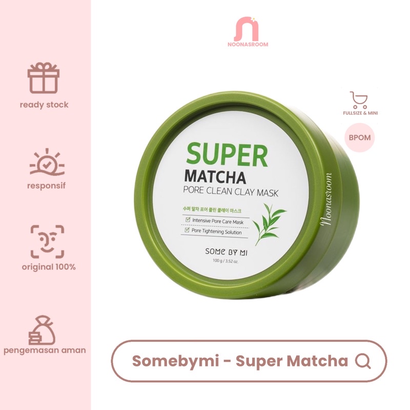 Jual Somebymi Super Matcha Pore Clean Clay Mask masker komedo pori ...