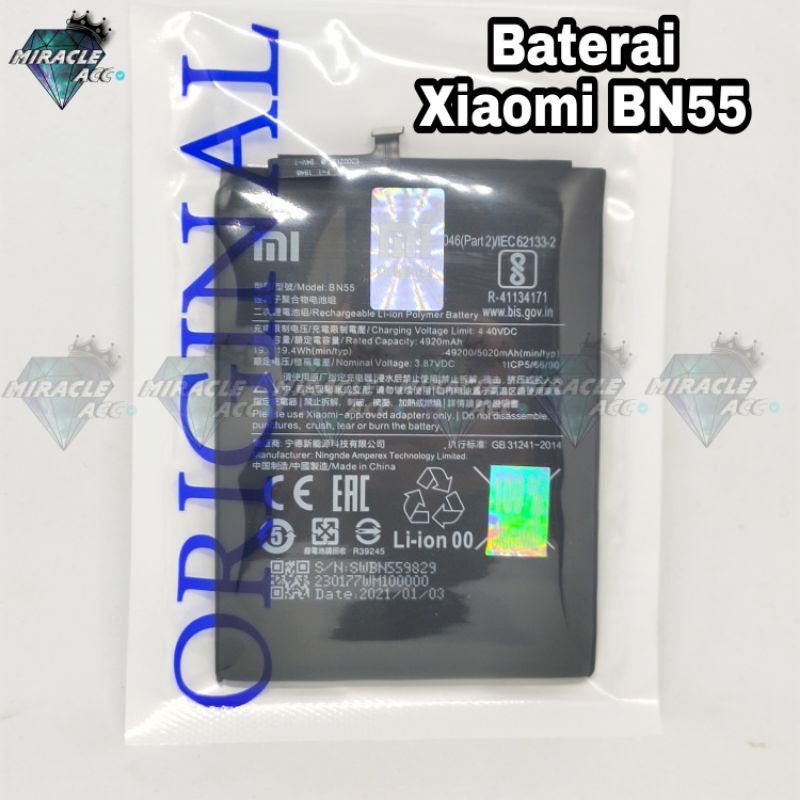 Jual Original 100% Baterai Xiaomi Redmi Note 9S BN55 battery Indonesia ...