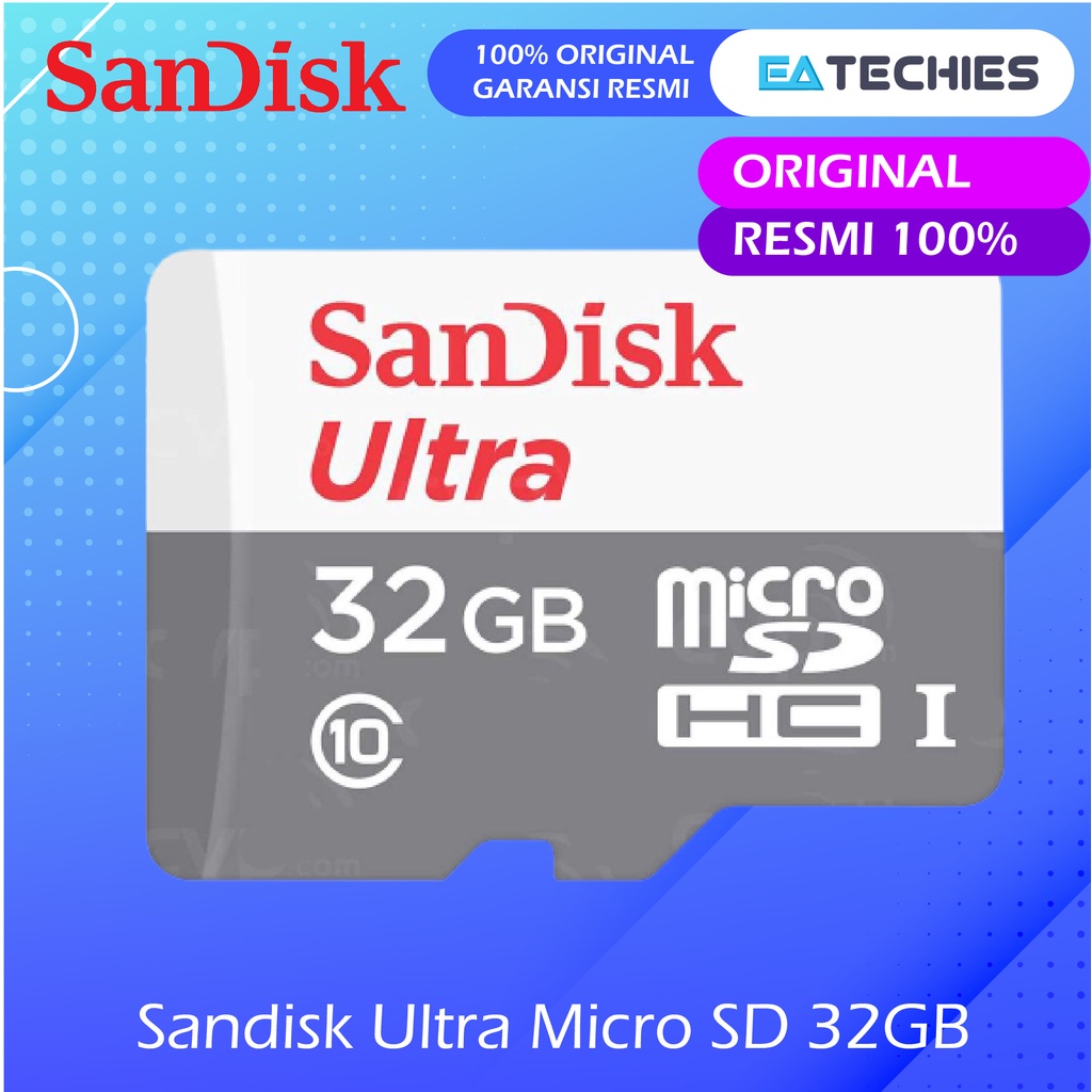 Jual SanDisk Ultra Micro SD Card 32GB 100mbps Class 10 Original ...