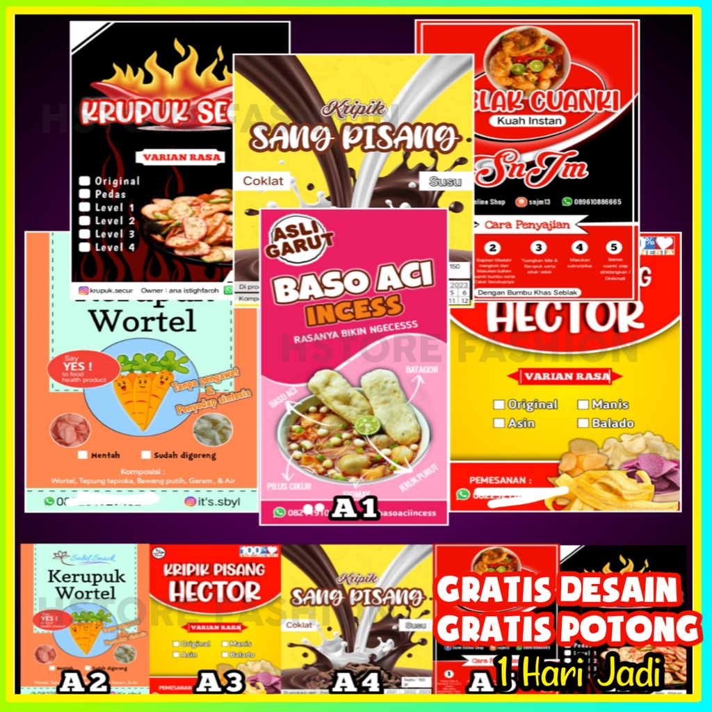 Jual CETAK STIKER LABEL OLSHOP MAKANAN MINUMAN MURAH FREE CUTTING FREE ...