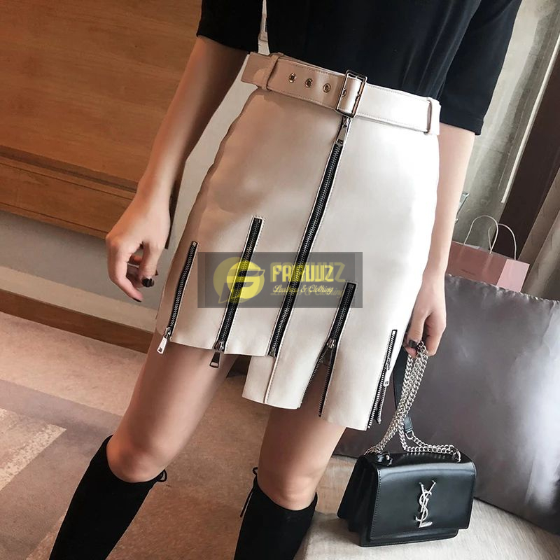 Jual Rok Asimetris Kulit Mini Rok Span Sepaha Split Belahan Resleting ...