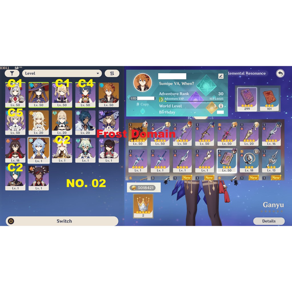 Jual Akun Starter Genshin Impact AR7 - XIAO, VENTI,ZHONGLI, GANYU ...