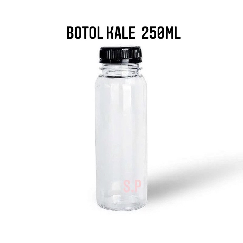 Jual BOTOL PLASTIK KALE 250ML/250ML KOPI JUS PET-TUTUP HITAM (1pack ...
