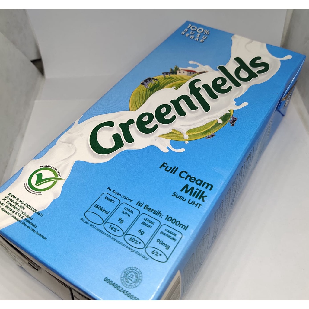 Jual SUSU GREENFIELDS MILK UHT FULL CREAM 1 LT | Shopee Indonesia