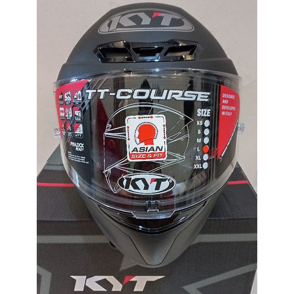 Jual KYT TT Course Black Matt/ Hitam doff, Gorilla Matt/ Grey doff/White putih solid/ Motif ...