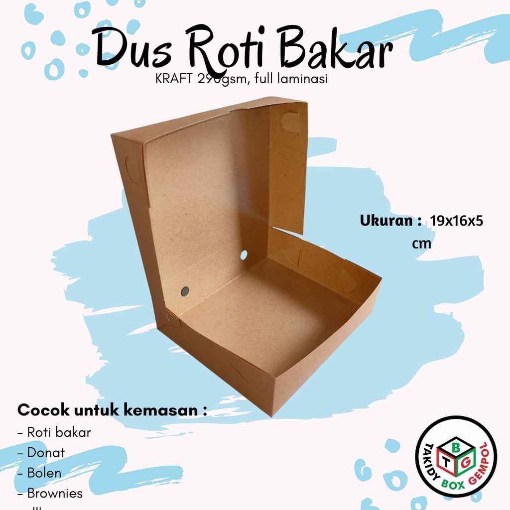 Jual BOX DUS KARDUS KOTAK ROTI BAKAR DONAT BROWNIES 19X16X5 cm KRAFT ...
