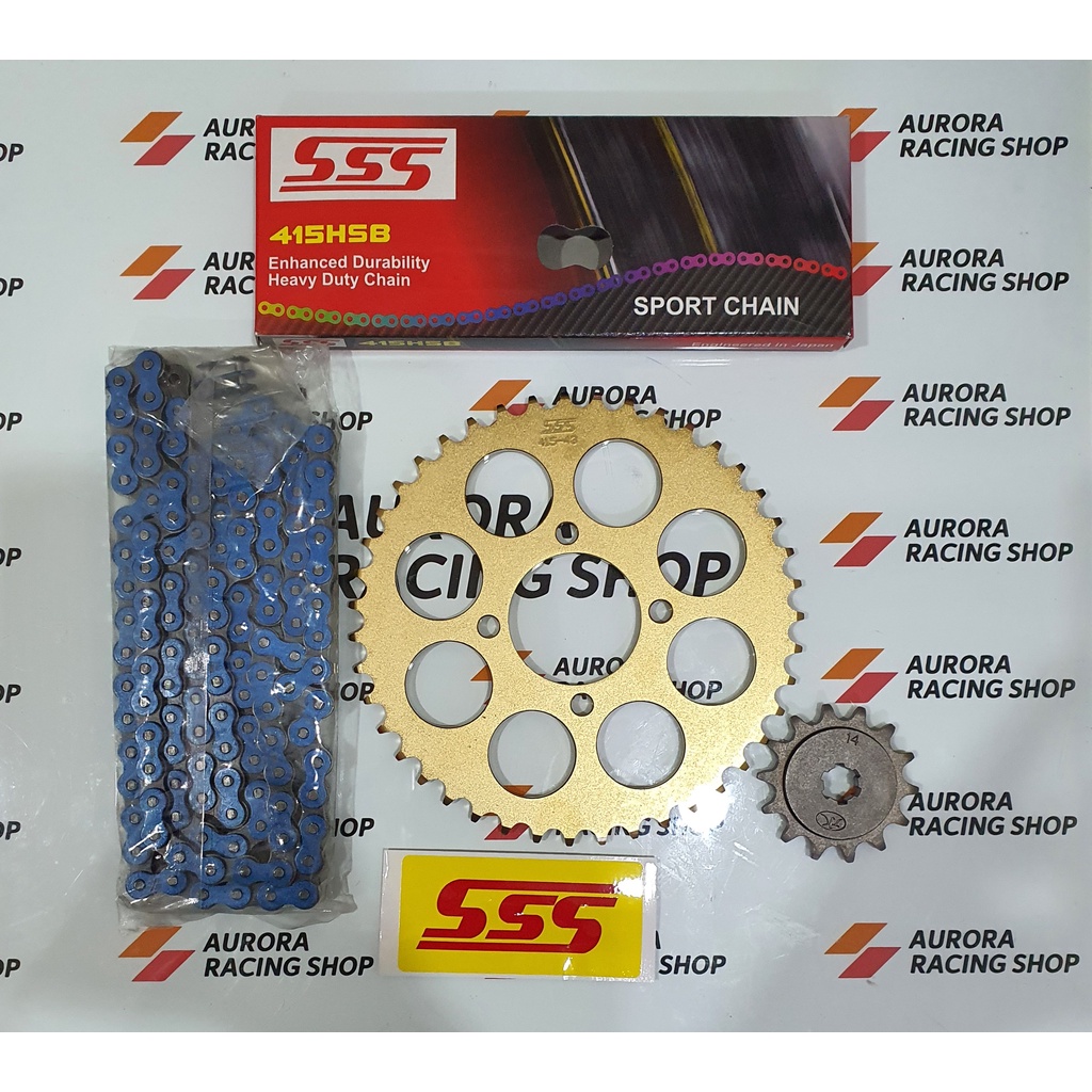 Jual GEAR SET SSS TITANIUM GOLD SATRIA 120 R / HIU / LUMBA & RANTAI SSS 415 HSB BLUE | Shopee ...