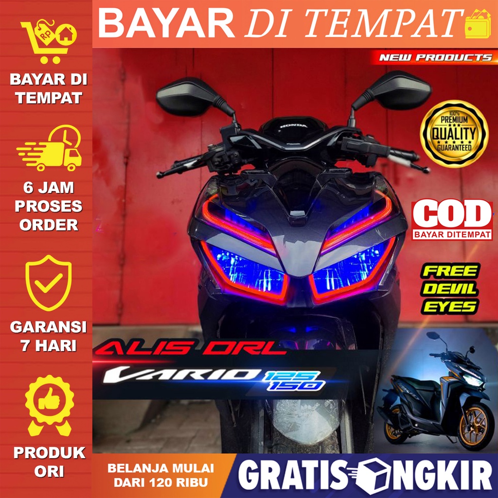 Jual LAMPU ALIS DRL VARIO LED V3 BONUS DEVIL EYES NEW LAMPU LED DEPAN SENJA LIS VARIASI VARIO ...