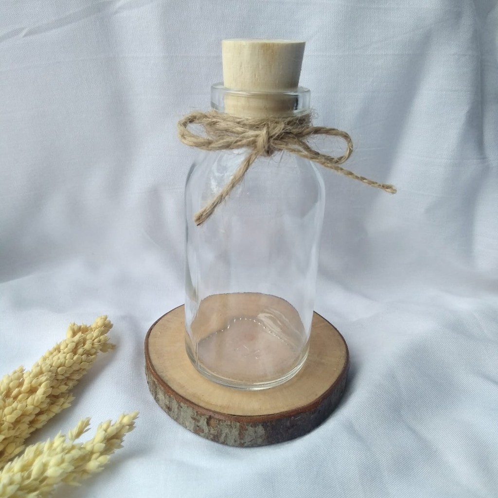 Jual Botol kaca tutup kayu 100ml/ Botol vintage/ Botol surat kapsul ...