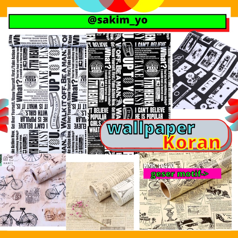 Jual WALLPAPER KORAN WALPAPER MOTIF RETRO VINTAGE CAFE HITAM PUTIH ...
