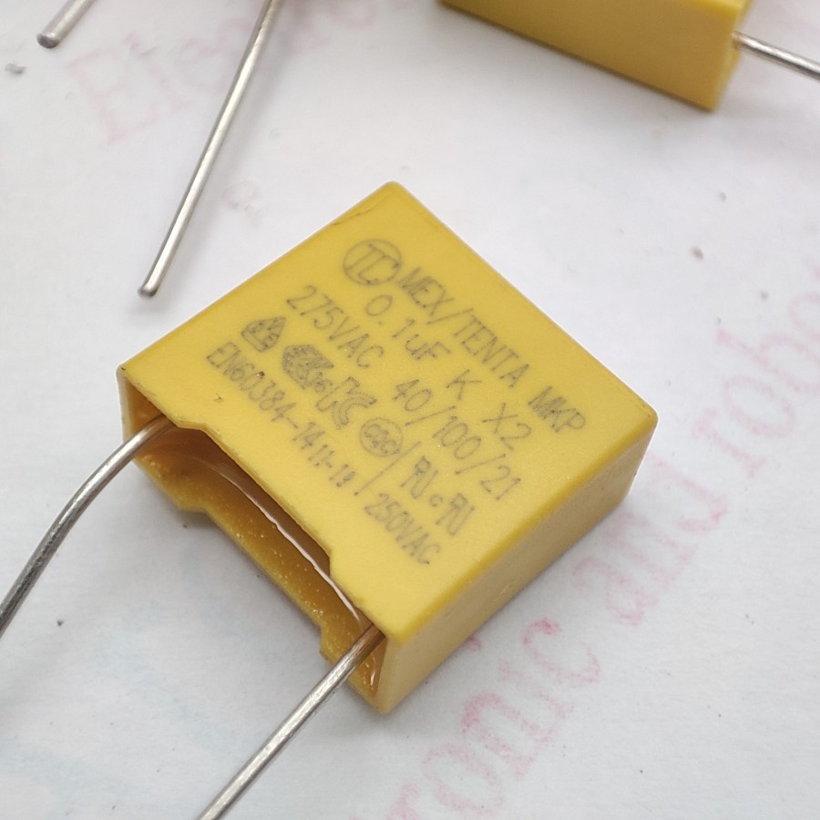 Jual Capacitor mkp kapasitor 100nf 100 nf 0.1UF 104 275V Pitch 10MM | Shopee Indonesia