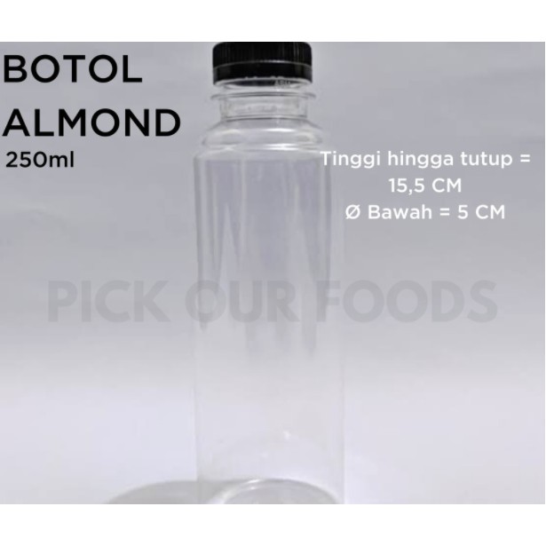 Jual Botol Almond 250 ml / Botol Plastik PET 250ml / Botol Minuman ...