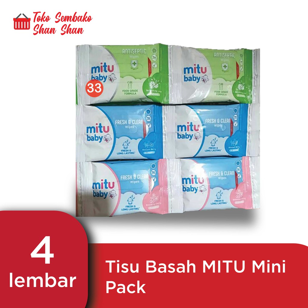Jual TISU BASAH MITU MINI PACK ISI 4 LEMBAR/ TISU BASAH TERMURAH ...