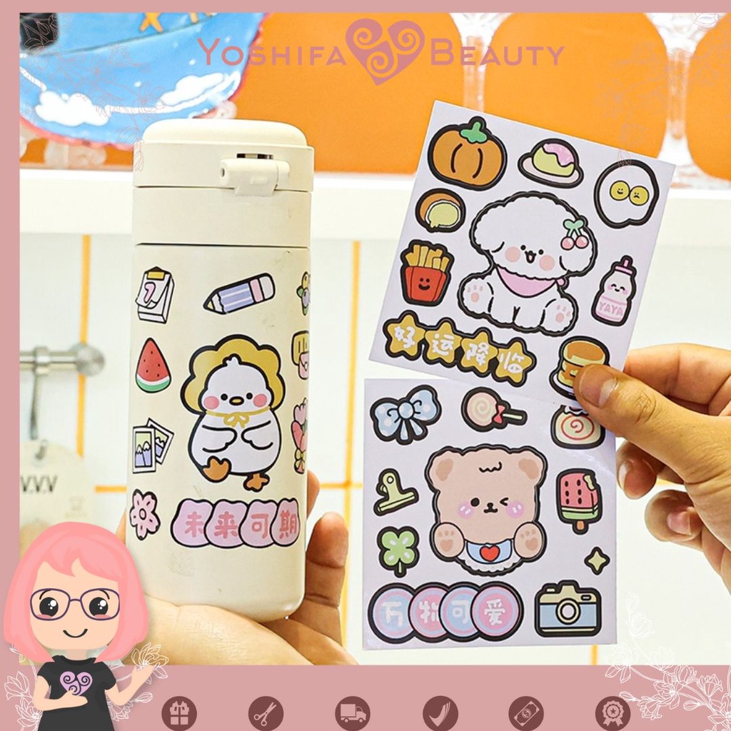 Jual Sticker PVC Tahan Air Motif Kartun Korea Lucu Imut | Sticker Deco ...