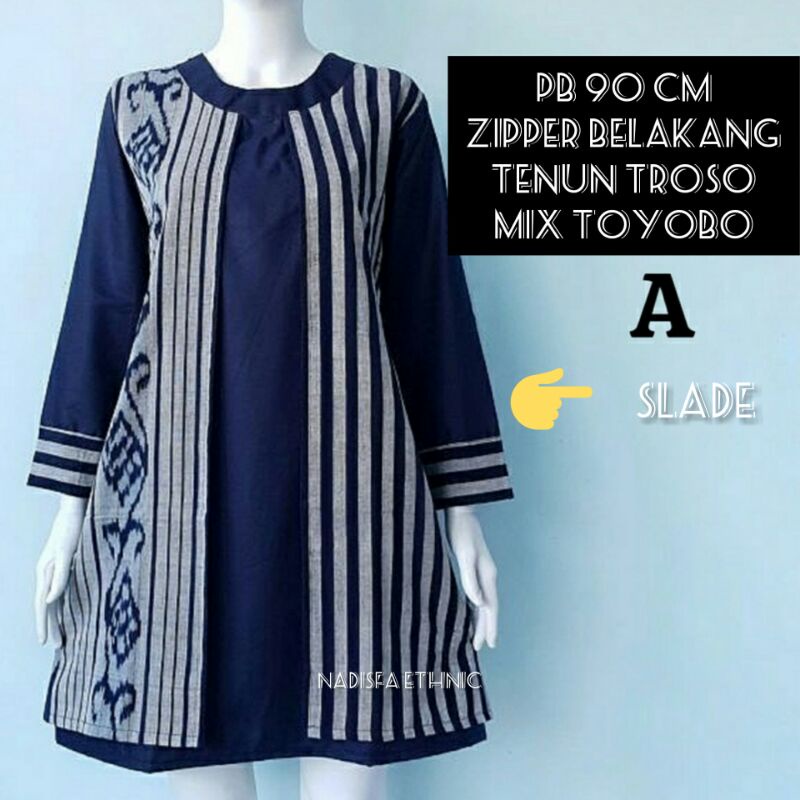 Jual Tunik Batik Tenun Kombinasi Toyobo Tenun Original Troso Baju Tenun ...