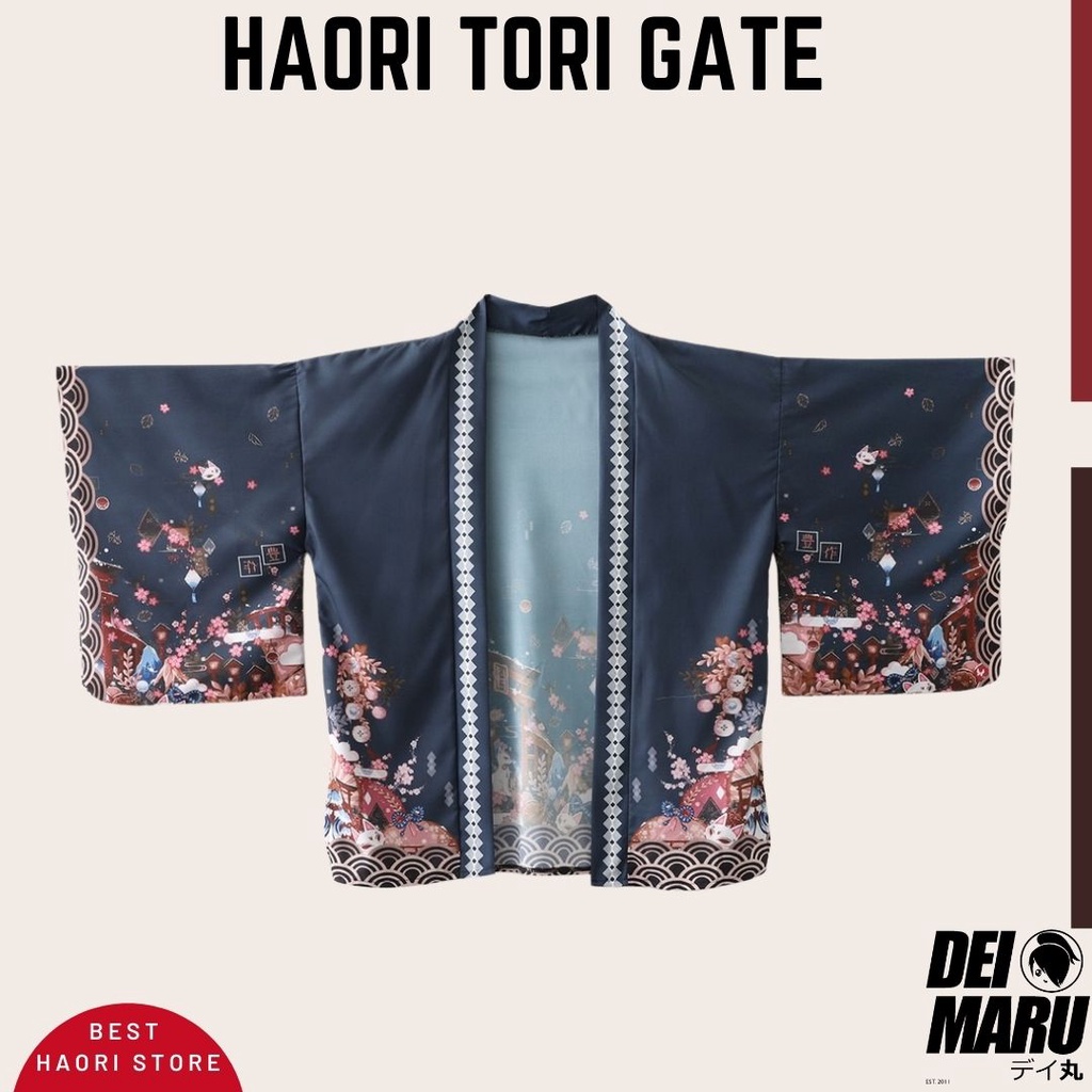 Jual Kostum Jepang Outer Kimono Unisex Haori Tori Gate Outer Cardigan V02 | Shopee Indonesia