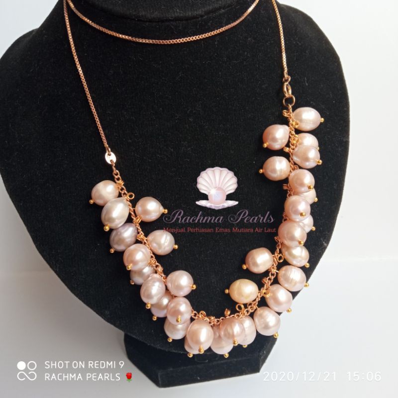 Jual Kalung rumbai kalung mutiara air tawar bentuk oval asli lombok ...