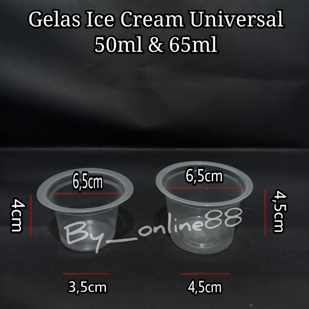 Jual Gelas Ice Cream UNIVERSAL 50ml & 65ml // Cup Jelly Agar Pudding @50pcs | Shopee Indonesia