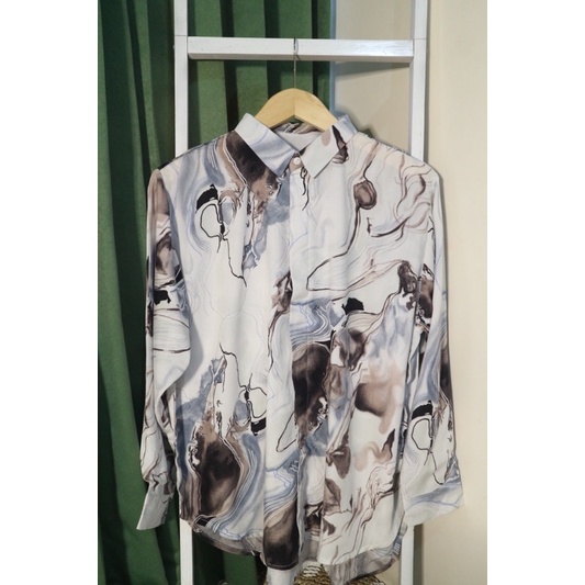 Jual Pattern Shirt / Oversized Pattern Shirt / Marble Choco | Shopee ...