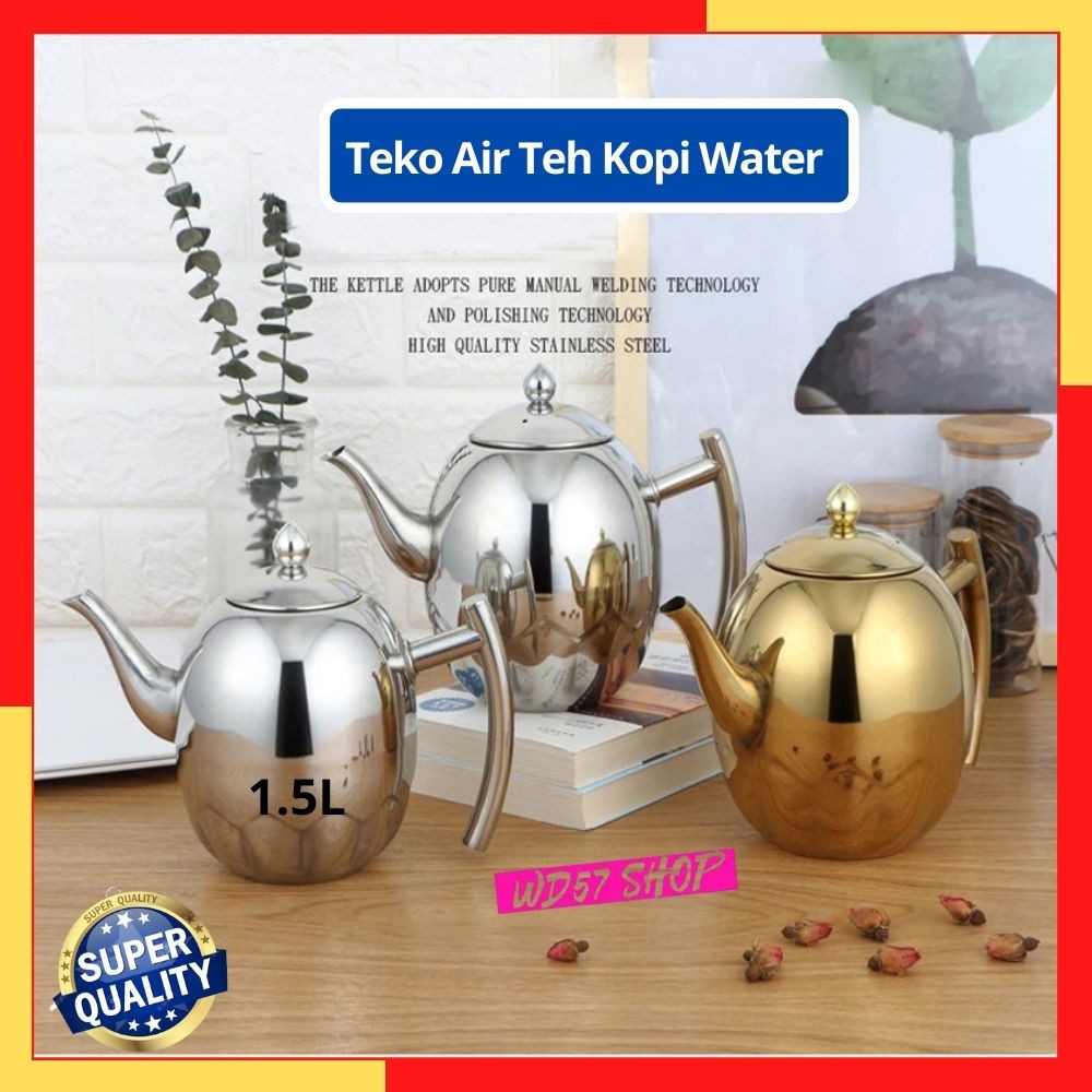 Jual Teko Ceret Teh Kopi Air Panas Stainless Steel Filter Saringan ...