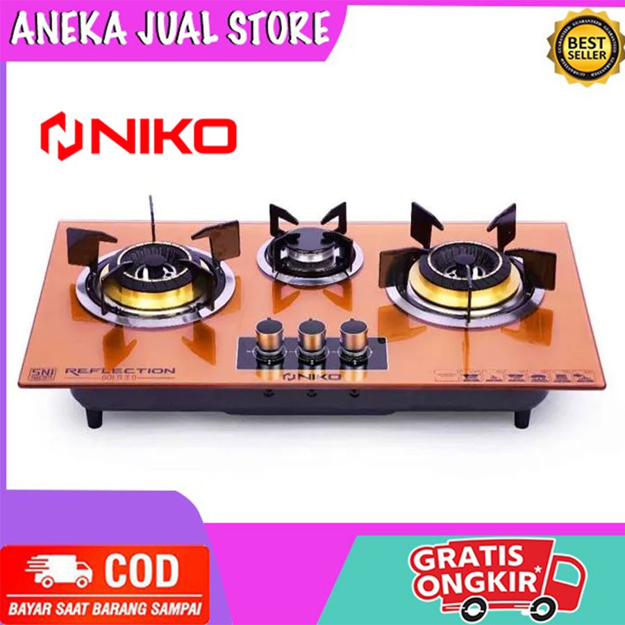 Jual NIKO REFLECTION GOLD 3.0 Kompor Gas Kaca 3 Tungku Bisa Tanam Dan ...