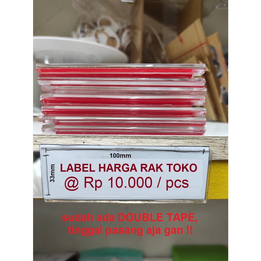 Jual rak label harga ukuran 3,5 x 10 bahan akrilik + double tape ...