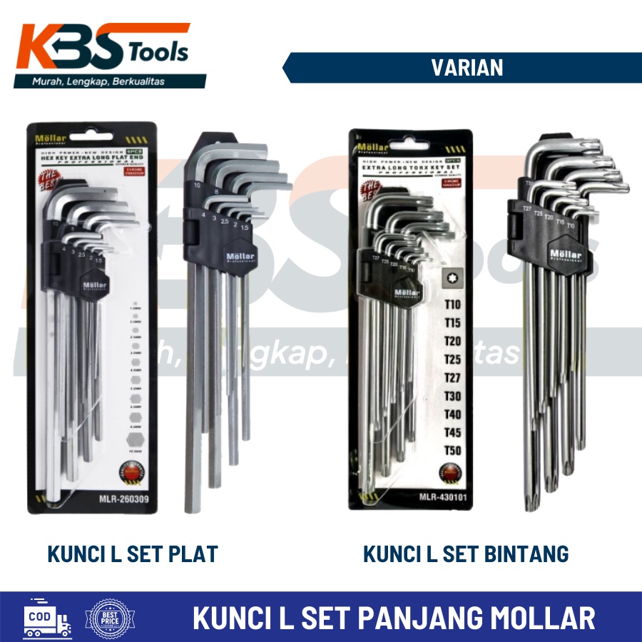 Jual Kunci L Set Panjang Set 9 Pcs MOLLAR Plat / Bintang | Shopee Indonesia