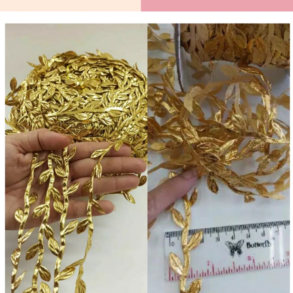 Jual PER METER TALI DAUN SOFT GOLD KECIL | DAUN KERAJINAN | DAUN CRAFT ...