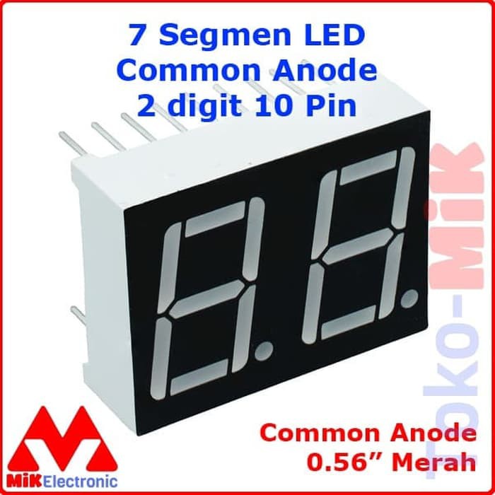 Jual 7 SEGMEN SEVEN SEGMENT LED DISPLAY 2 DIGIT COMMON ANODE 0.56 IN ...